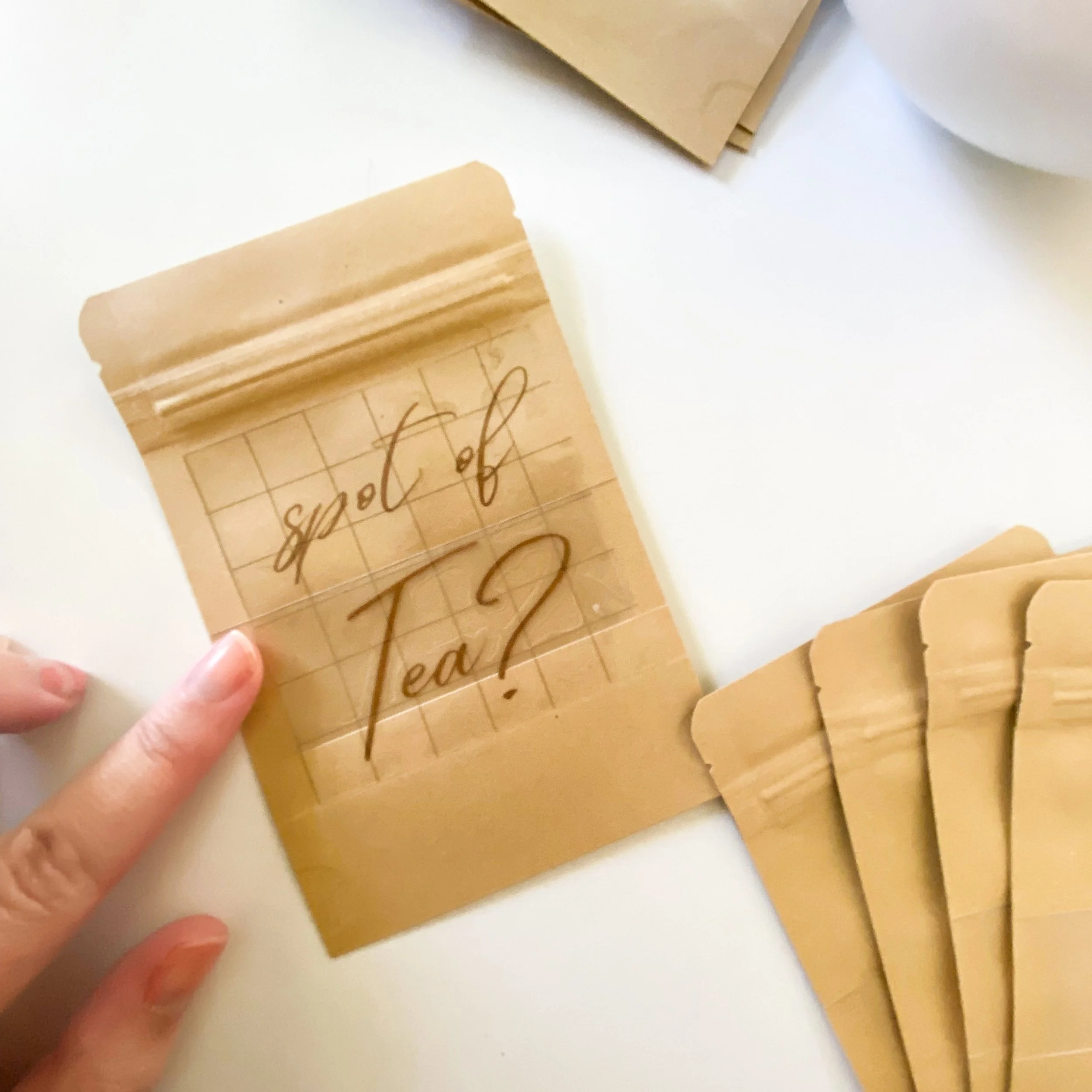 DIY “Spot of Tea” Vinyl Labeled Window Bag Loose Tea Favors — Wine ...