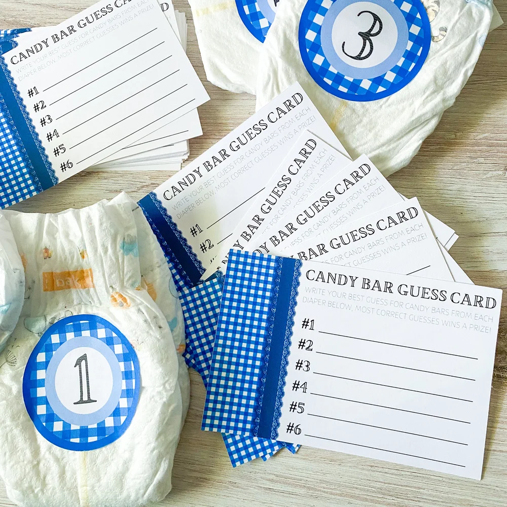 Guess the Melted Candy Bar Loaded Diapers Baby Shower Game — Wine ...