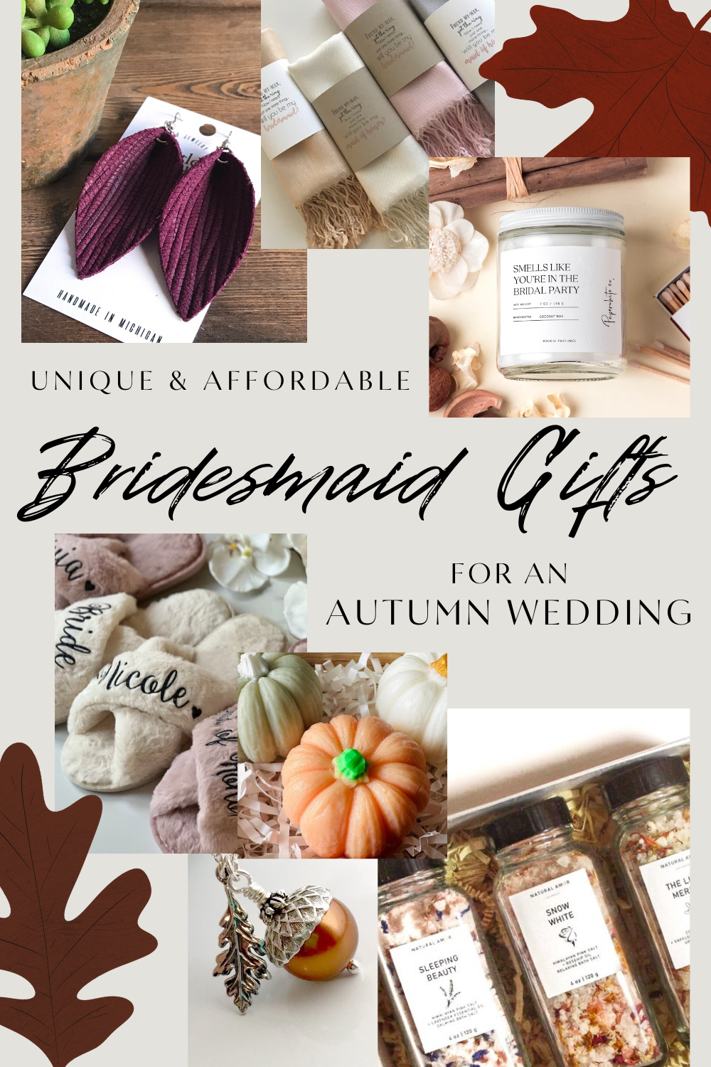 Unique Fall Bridesmaid Gifts Under $35 for an Autumn Wedding — Wine ...
