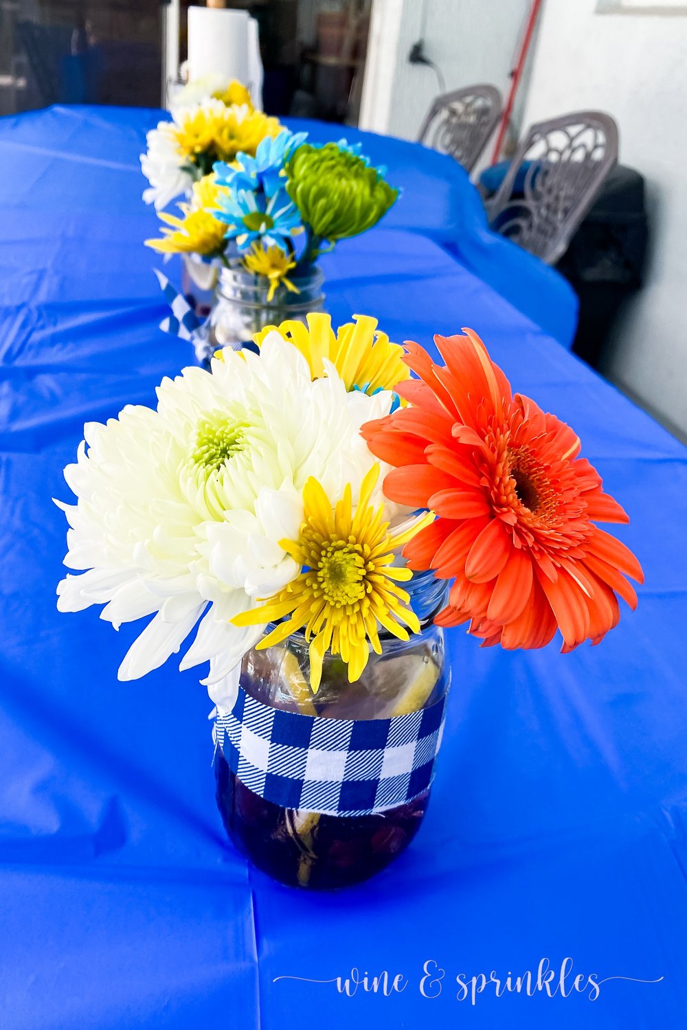 Blue Gingham BaByQ Baby Shower — Wine & Sprinkles