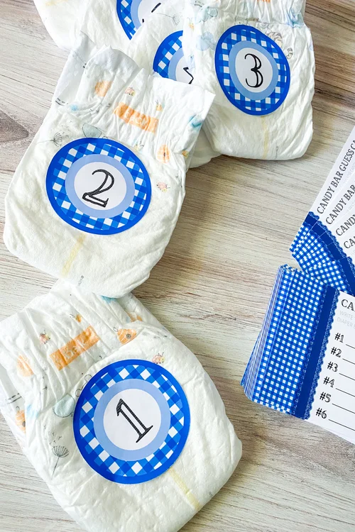 Guess the Melted Candy Bar Loaded Diapers Baby Shower Game — Wine ...