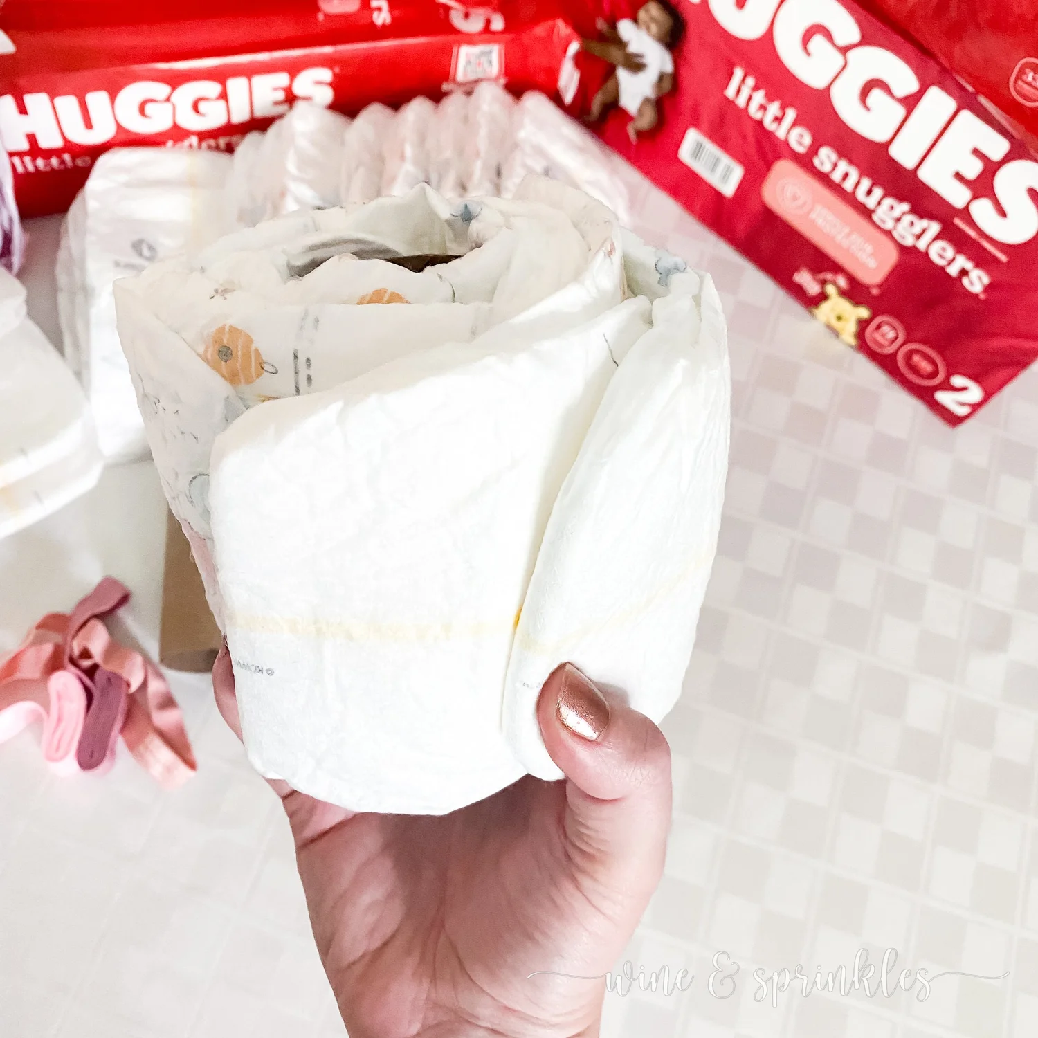 DIY Simple Three Tier Diaper Cake — Wine & Sprinkles