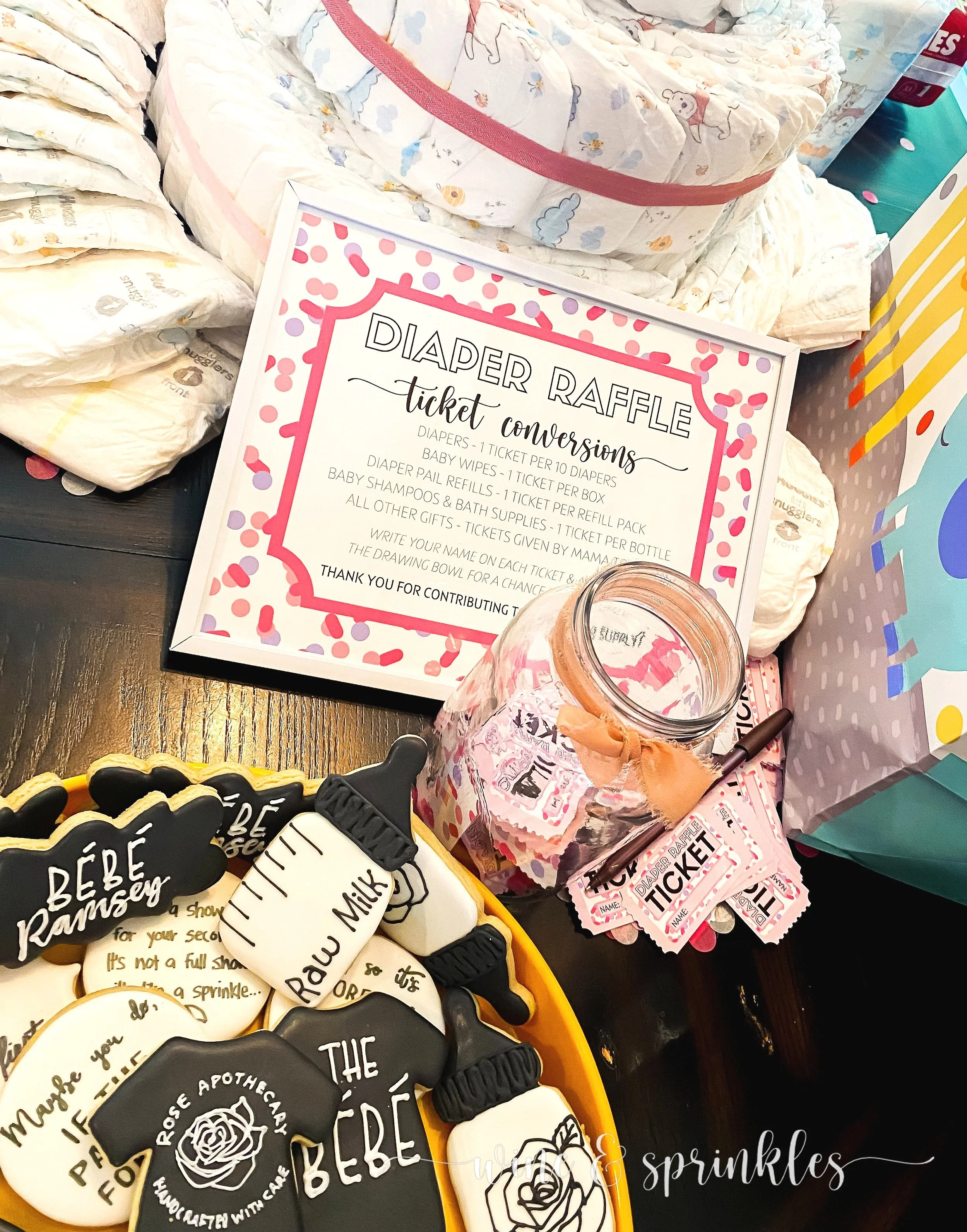 Unicorns & Candy Diaper Raffle Baby Sprinkle — Wine & Sprinkles