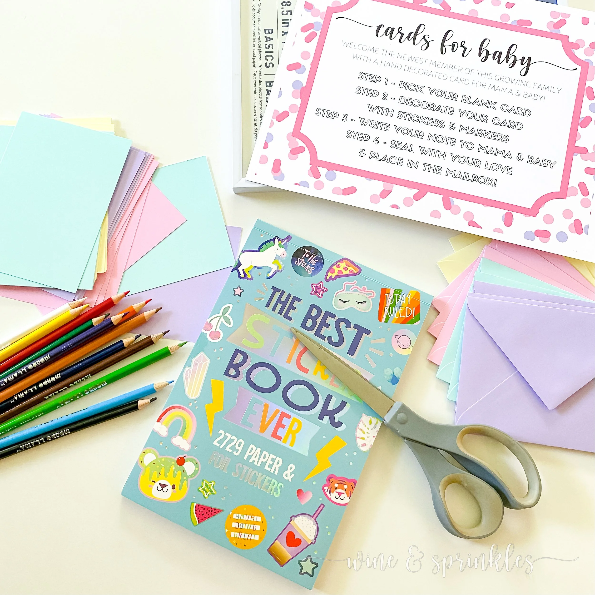 DIY Cards for Baby Activity Station for Baby Showers — Wine & Sprinkles