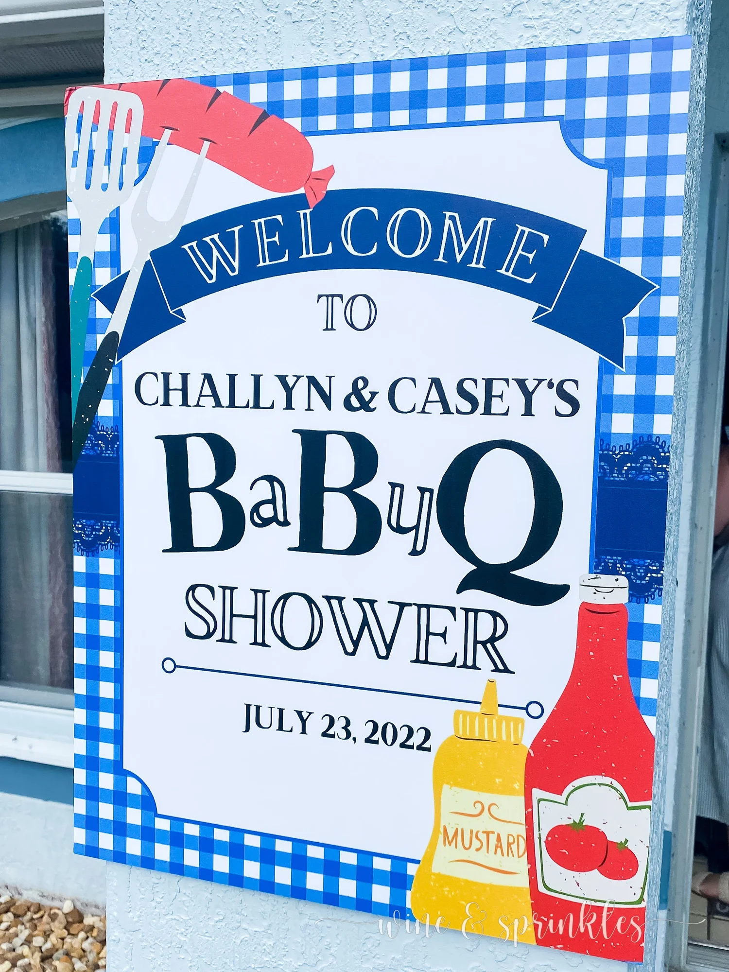 Blue Gingham BaByQ Baby Shower — Wine & Sprinkles
