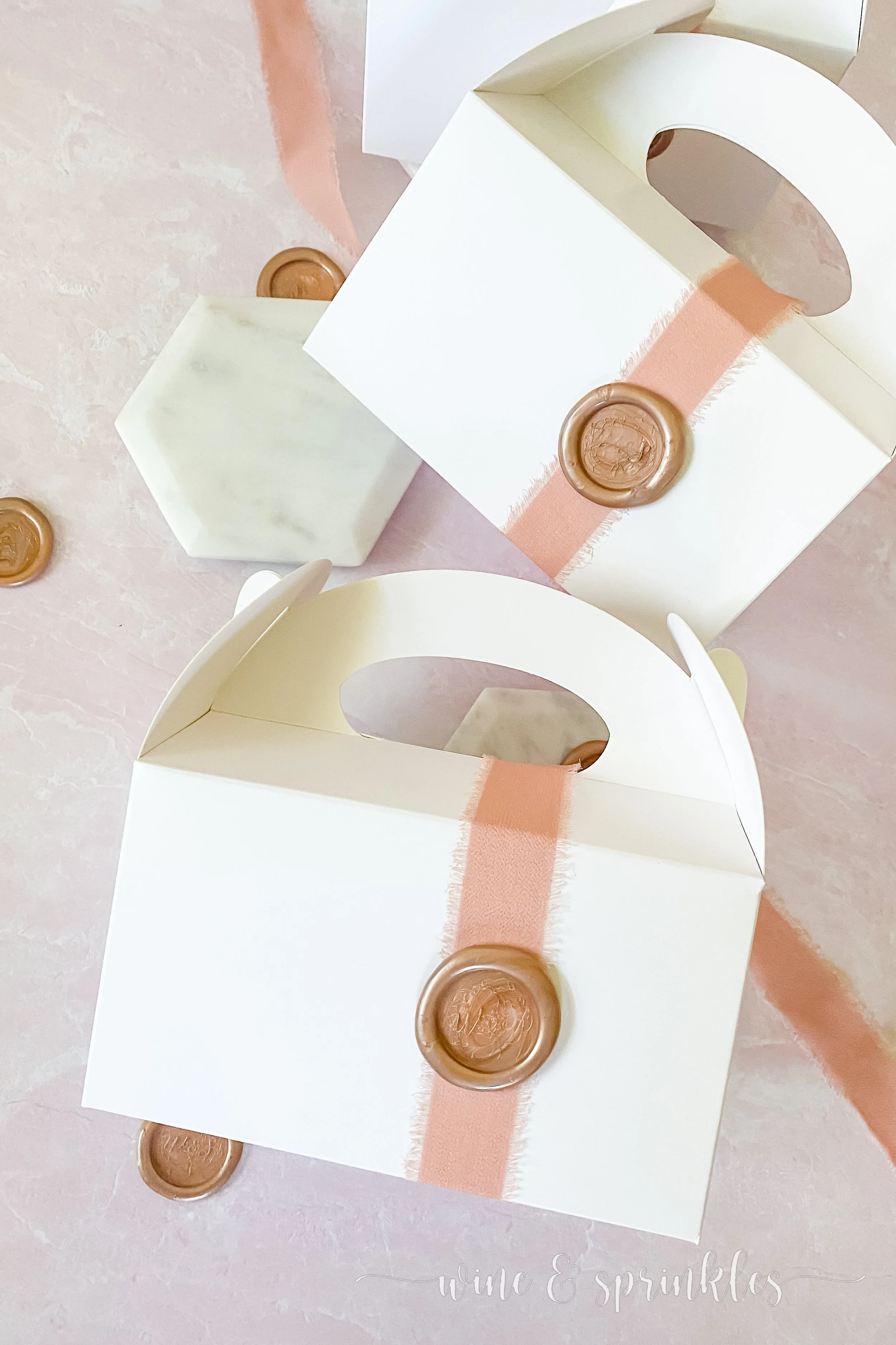 DIY Personalized Wax Seal Gable Gift Boxes — Wine & Sprinkles