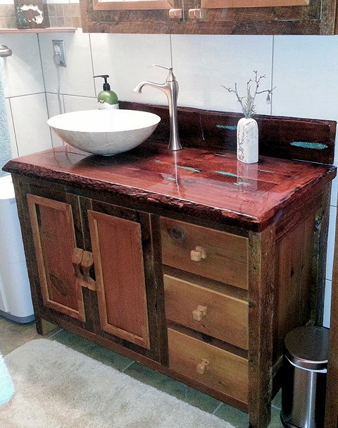 Red Cedar top on a Barn Wood Vanity