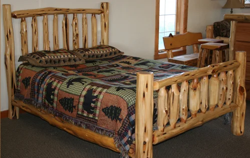 Juniper Wooden Log Beds - Twin, Full, Queen, & More Sizes