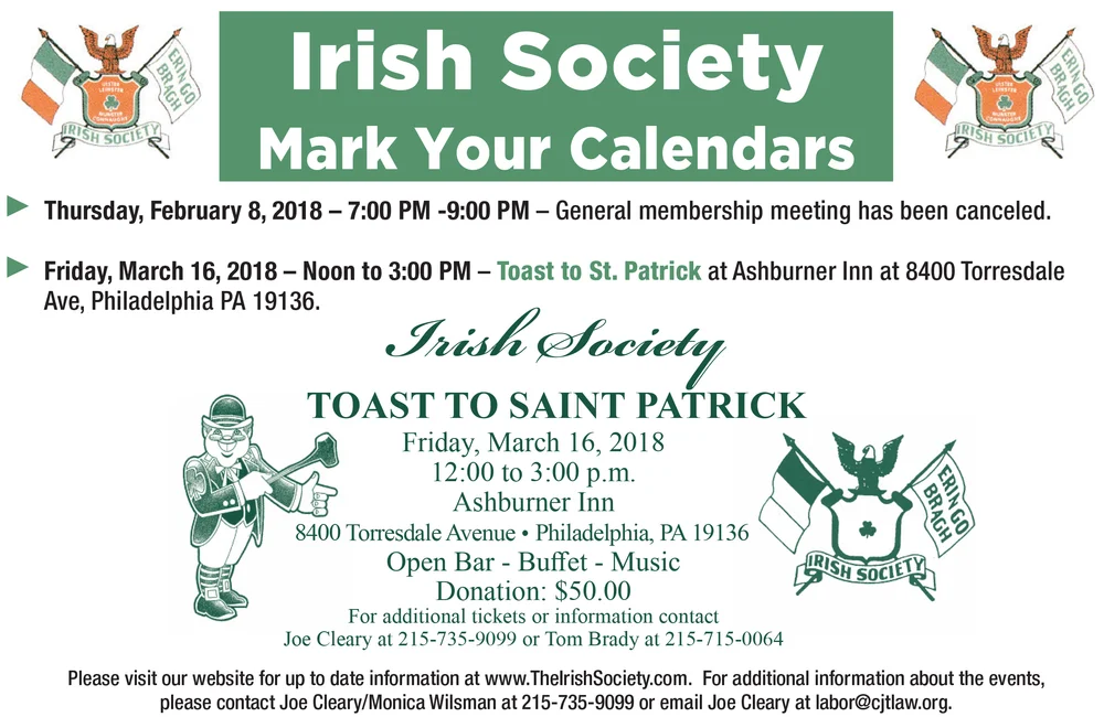 Calendar — The Irish Society