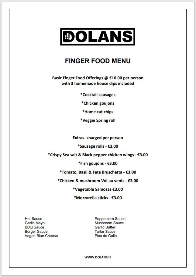 Fingerfood — Dolan's Live Music Venue & Food