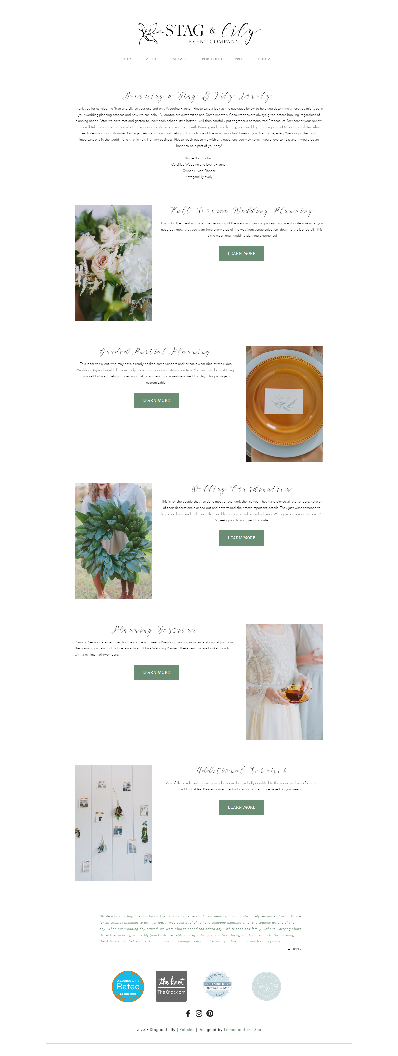 New Website: Stag & Lily Event Company | Lemon and the Sea