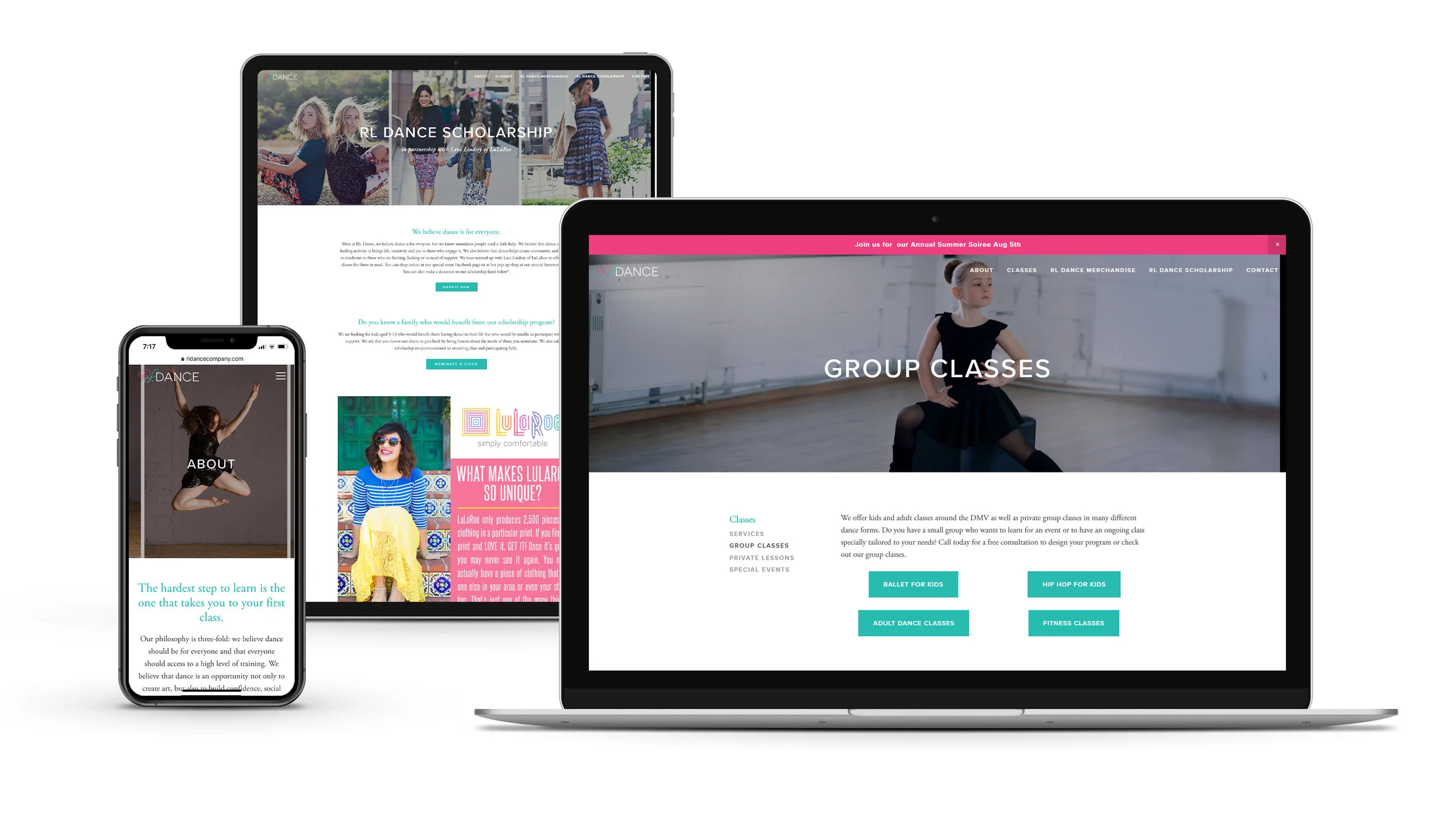 Dance Studio Squarespace Website Design