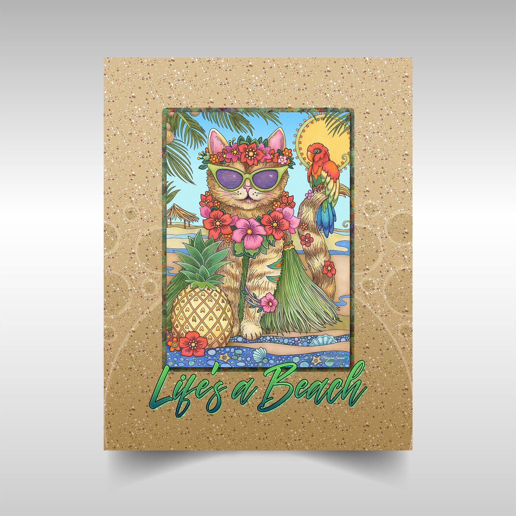 Life's a Beach Satin Poster featuring Aloha the Cat in a Hula Skirt ...