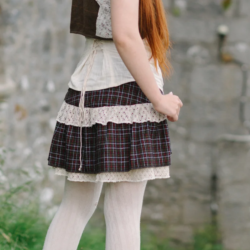 Tarty Tartan Lacey Skirt — Celtic Fusion ~ Free Spirit ~ Pagan Clothing