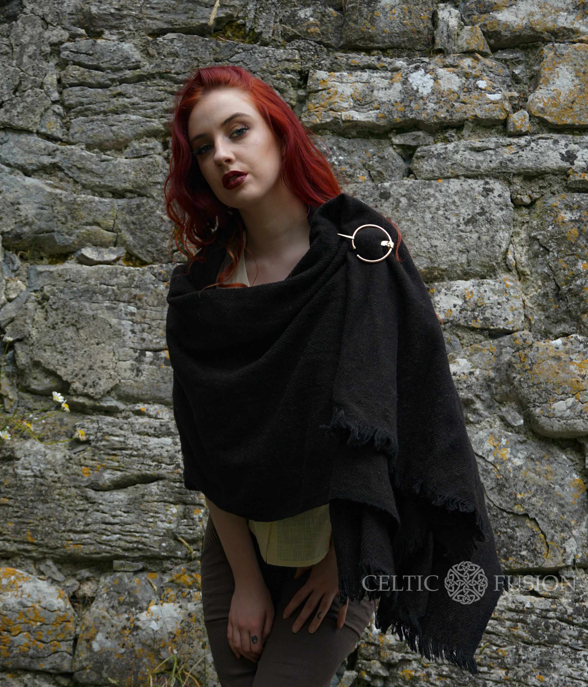 Hand Woven Shawl with Celtic Copper Penannular Brooch. Pagan Clothing ...