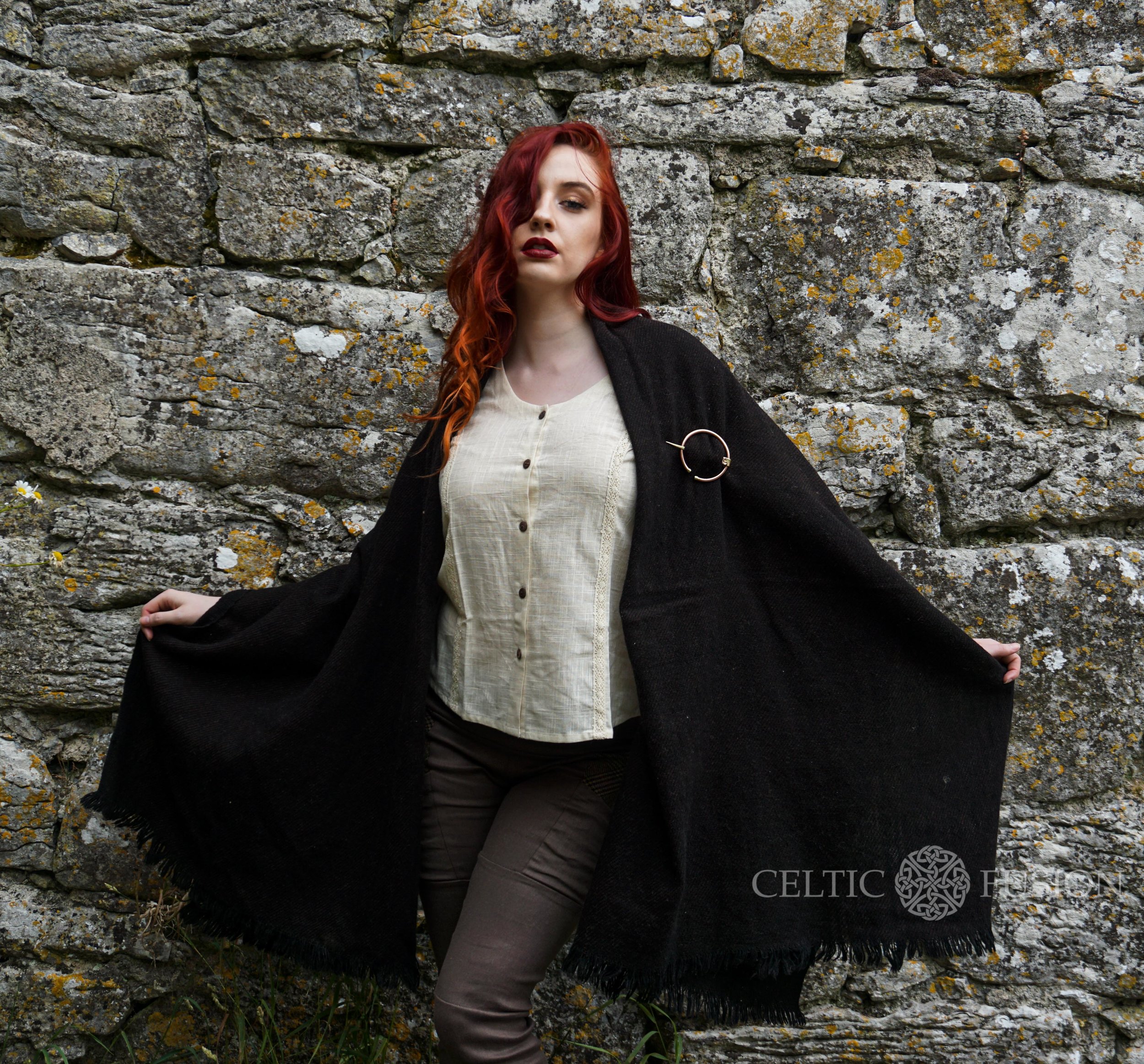 Hand Woven Shawl with Celtic Copper Penannular Brooch. Pagan Clothing ...