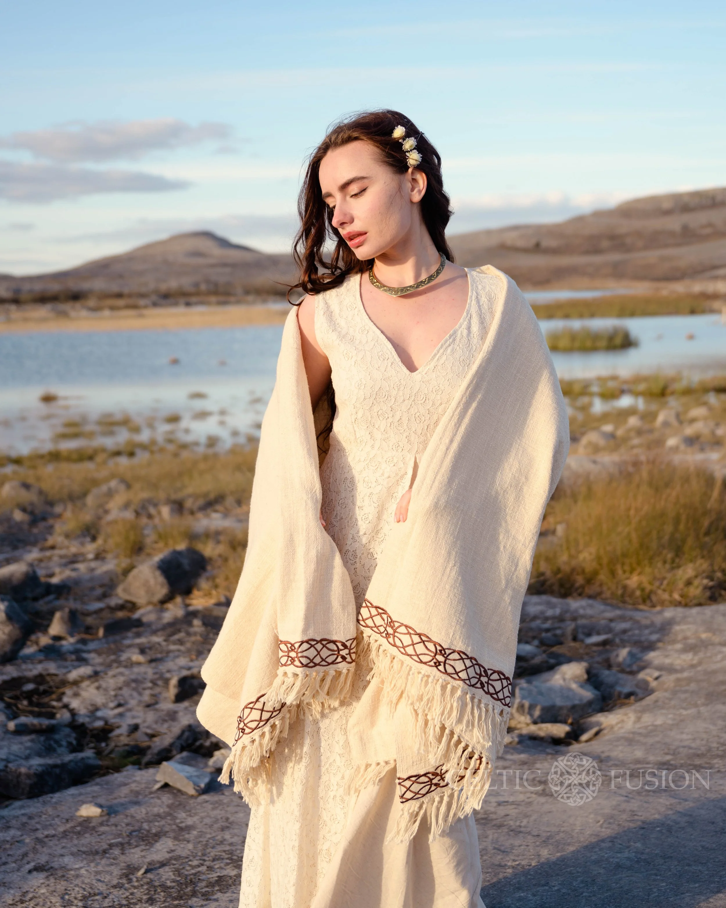 Hand Woven Shawl. Off White Wedding Pashmina by Celtic Fusion — Celtic ...