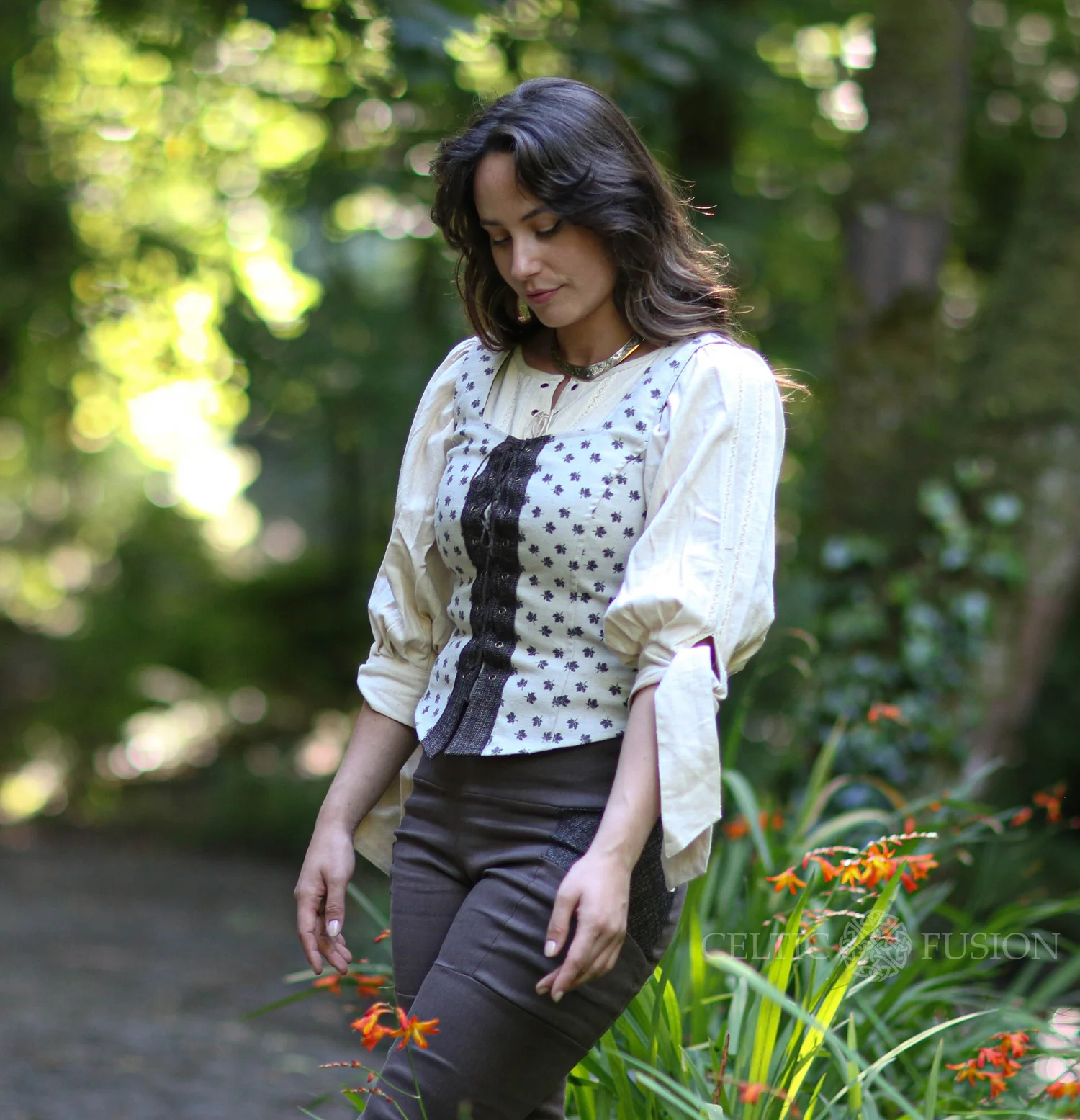 Black and Gold Tweed Bodice — Celtic Fusion ~ Folklore Clothing