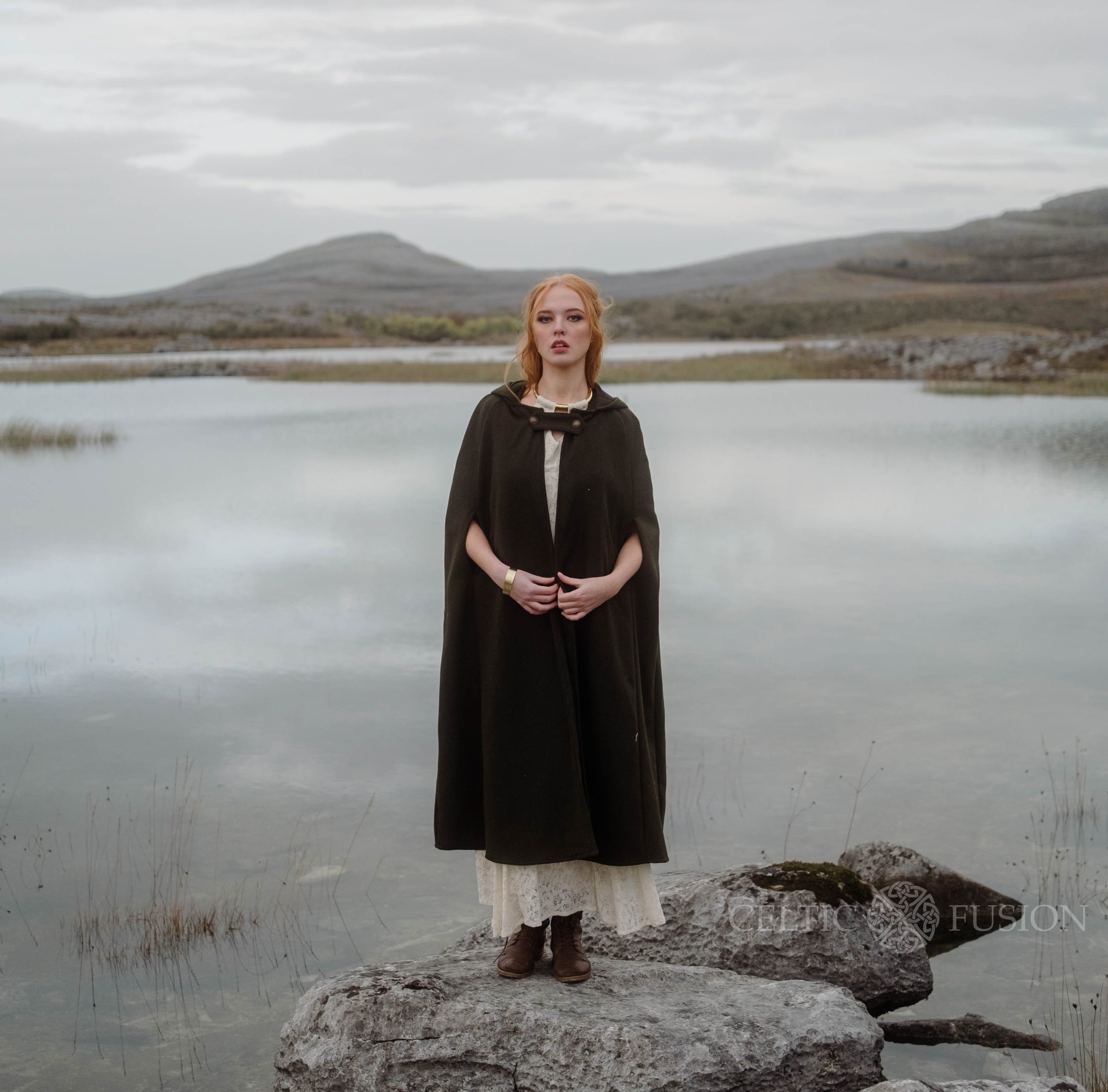 Maxi hooded wool cape — Celtic Fusion ~ Folklore Clothing