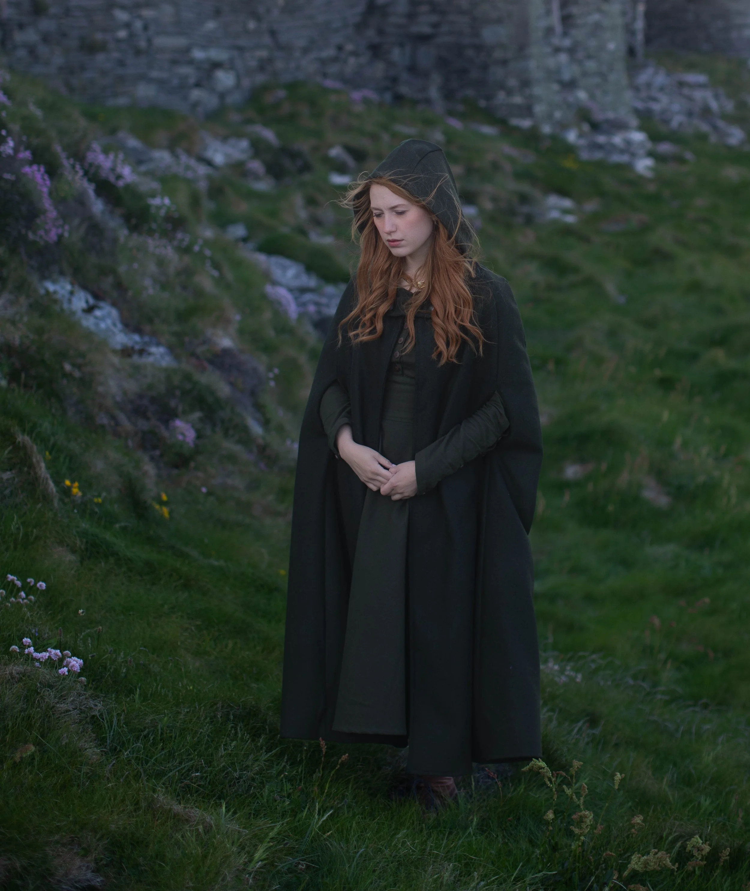 Maxi hooded wool cape — Celtic Fusion ~ Folklore Clothing