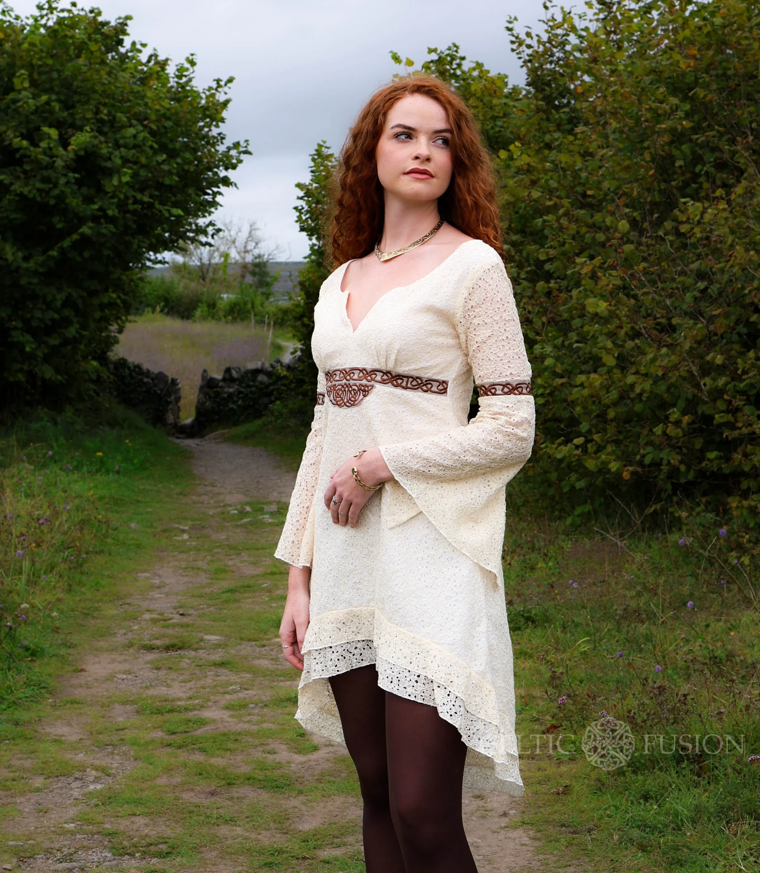 White Luna Wiccan Lace Dress — Celtic Fusion ~ Folklore Clothing