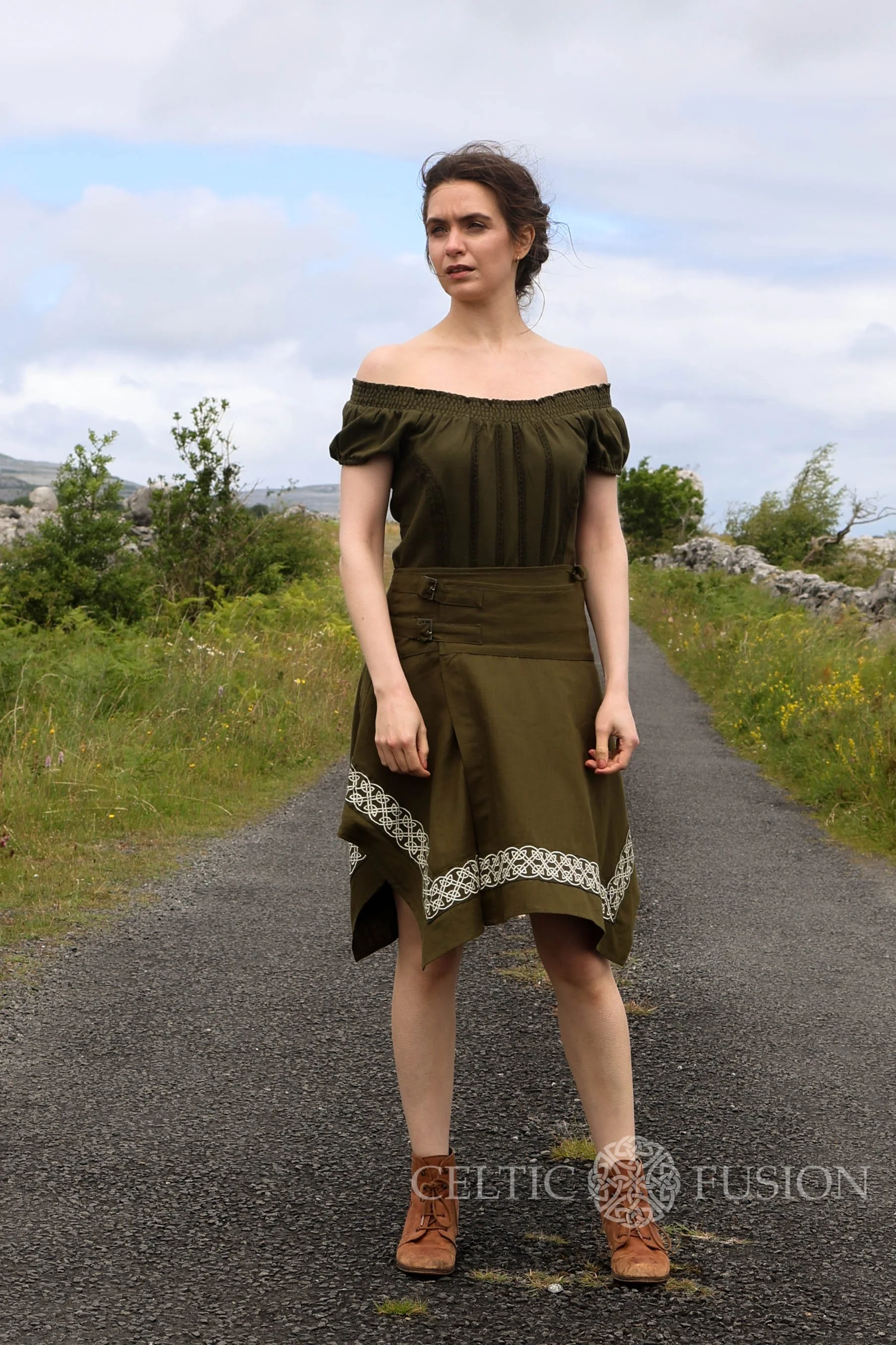 Aoibh Knotwork Wrap Skirt — Celtic Fusion ~ Folklore Clothing