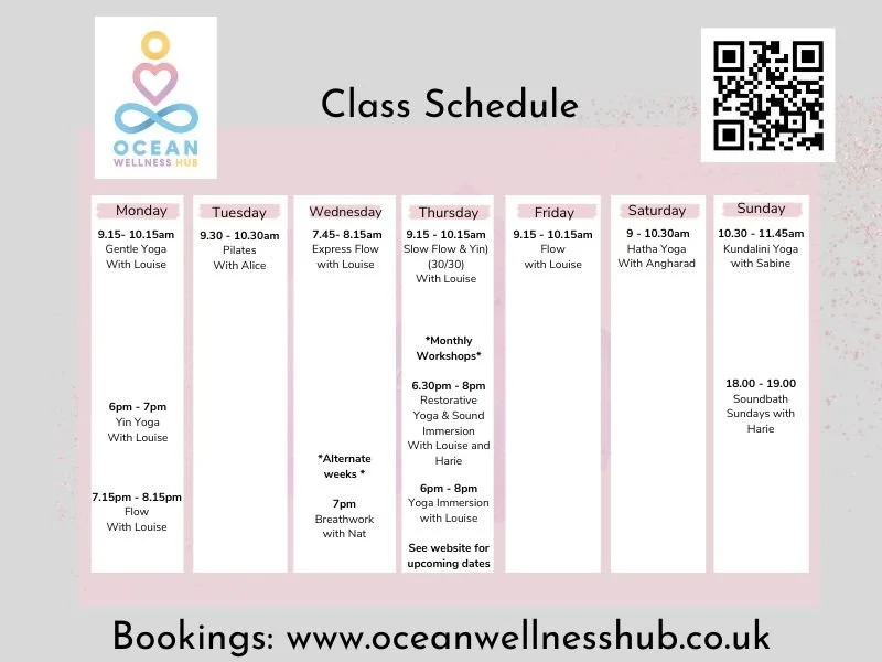 Ocean Wellness Hub — Weekly Timetable and Booking — Yoga in Sidmouth, East Devon