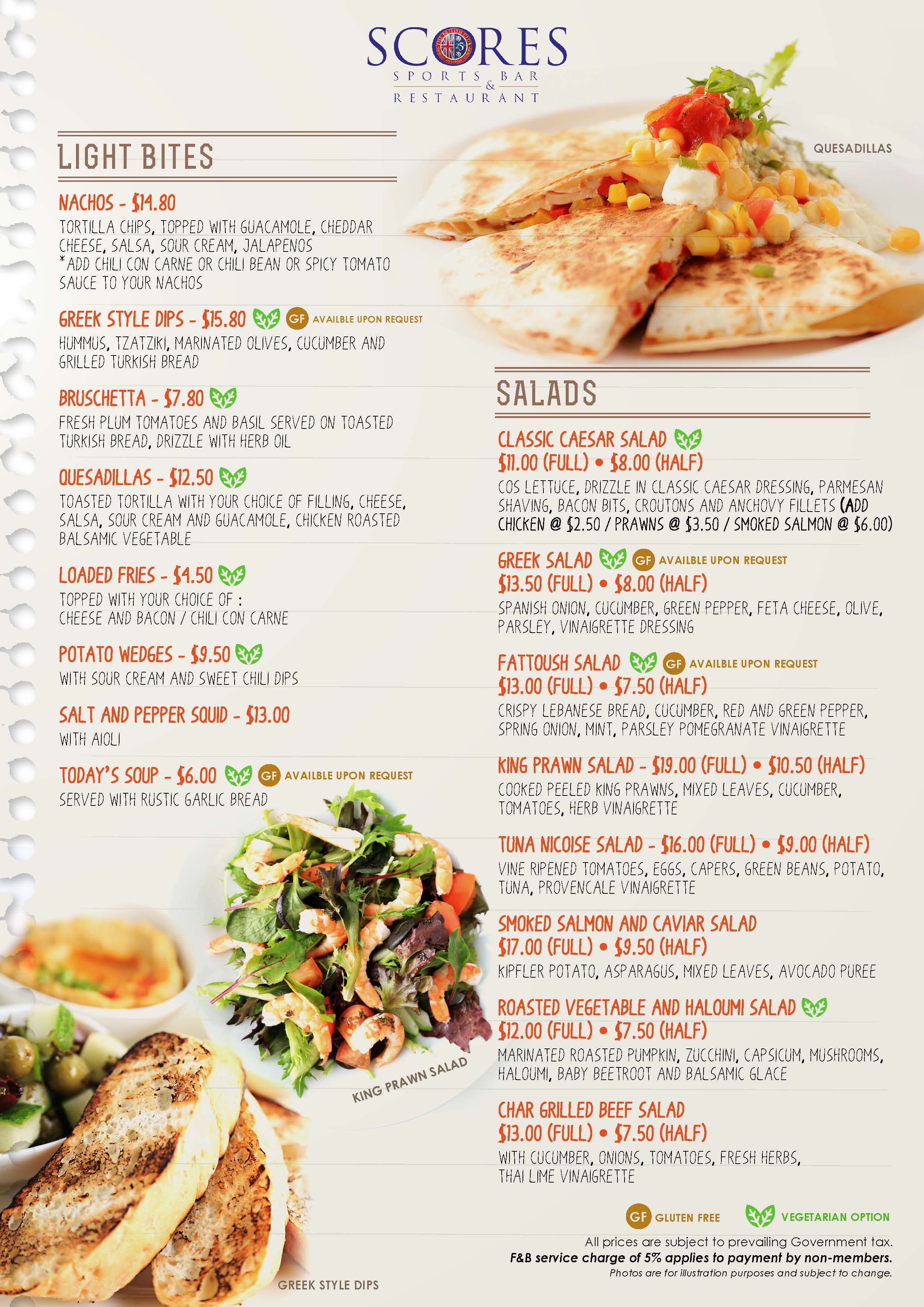 Sports Bar Menu Design
