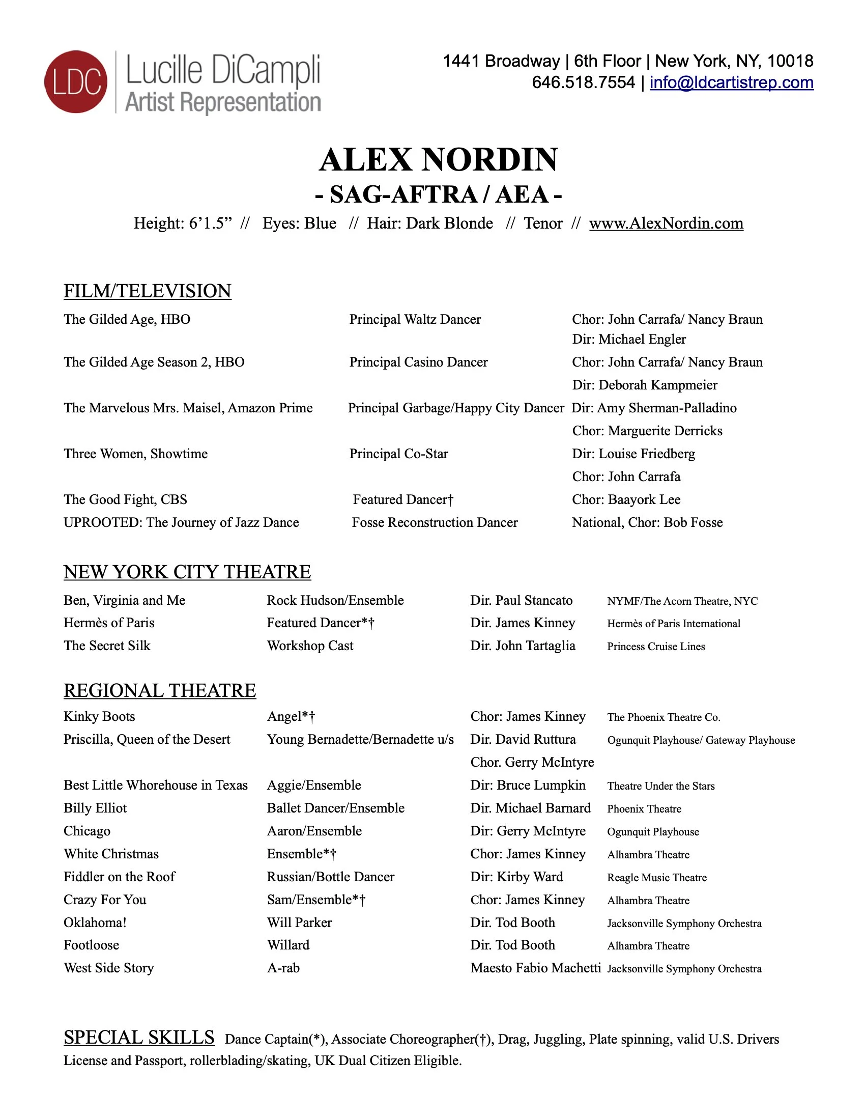 Alex Nordin Headshot & Resume. — Alex Nordin