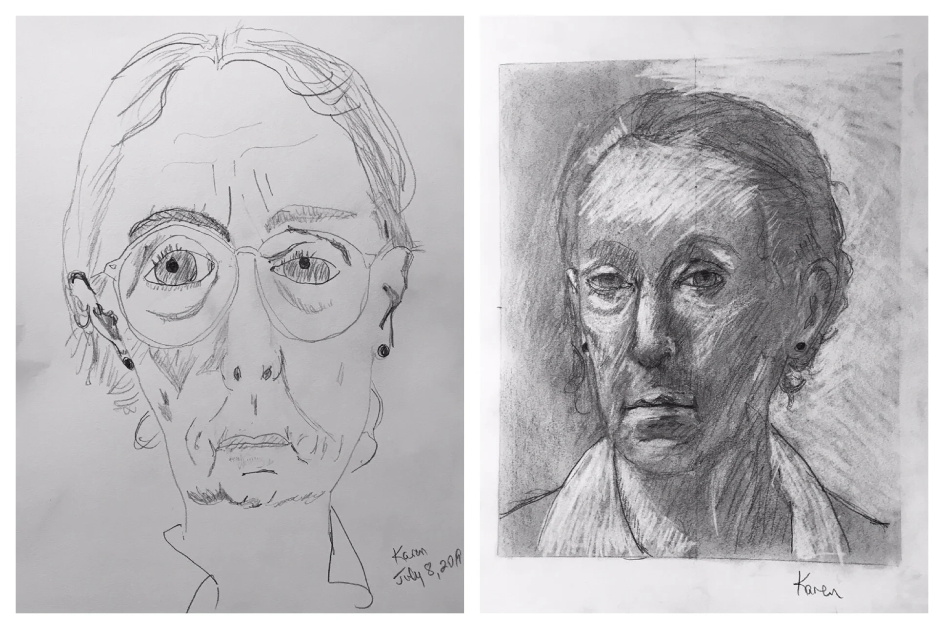 Before & After Student Drawings — Drawing on the Right Side of the Brain