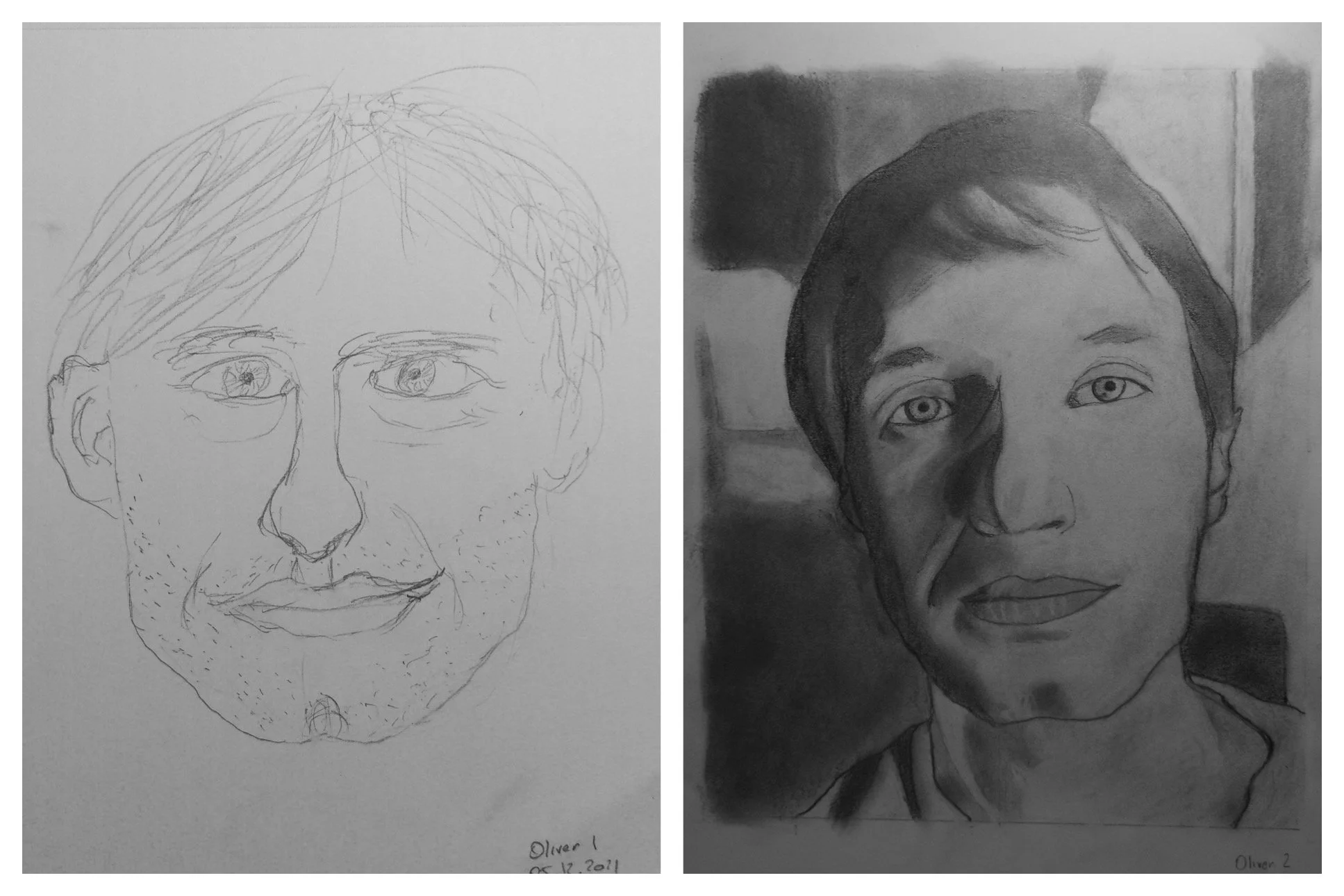 Before & After Student Drawings — Drawing on the Right Side of the Brain