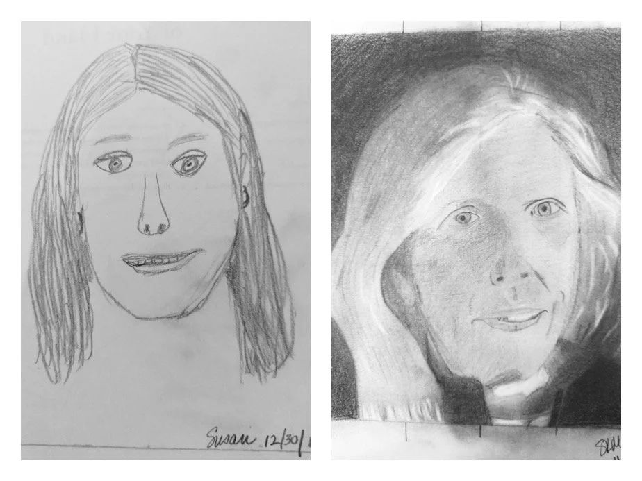 Before & After Student Drawings — Drawing on the Right Side of the Brain