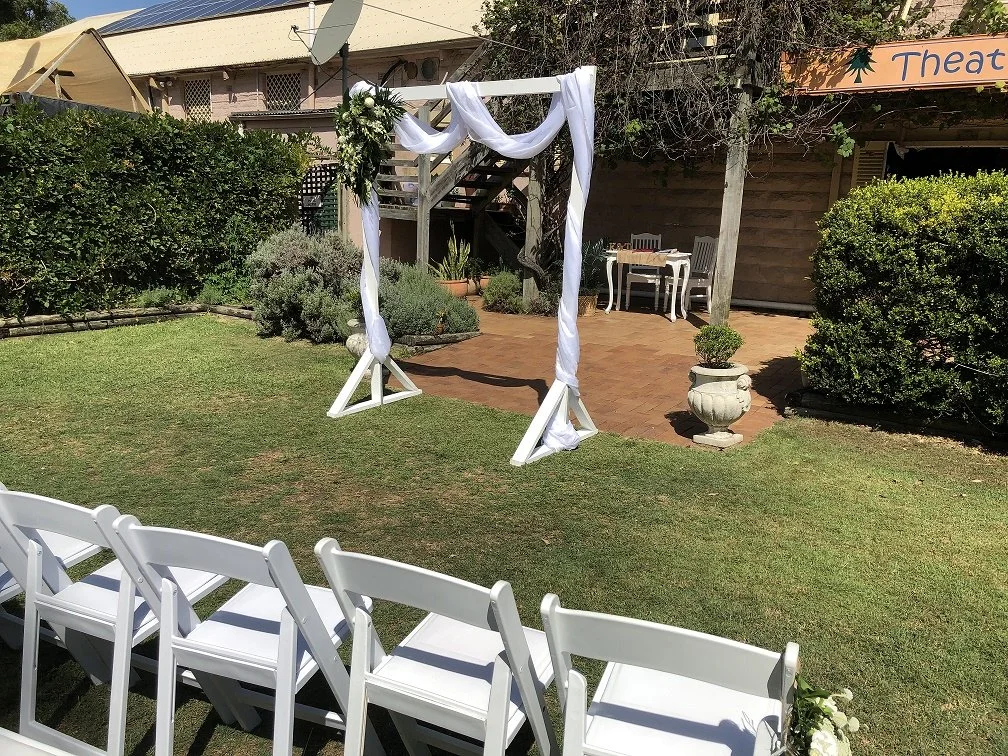 White two post arbour — Celebration Set Ups