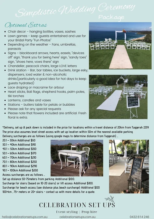 Wedding Ceremony Packages — Celebration Set Ups