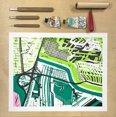 Linocut Prints for Sale — Linocut Artist | Boarding All Rows