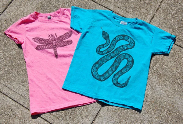 Linocut printed T-shirts — Linocut Artist | Boarding All Rows