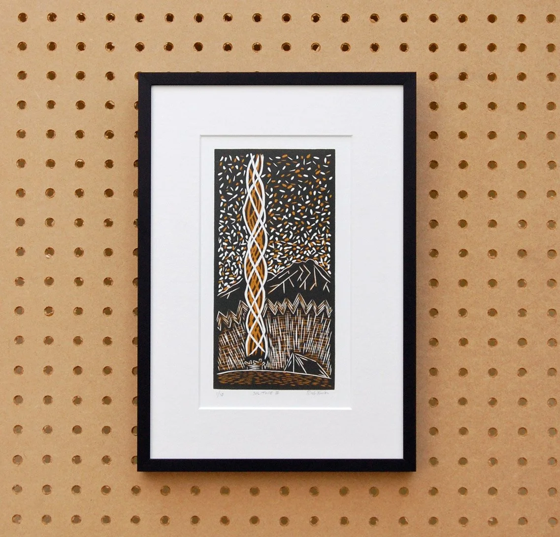Reduction Linocut Print - "Solitude II" — Linocut Artist | Boarding All ...