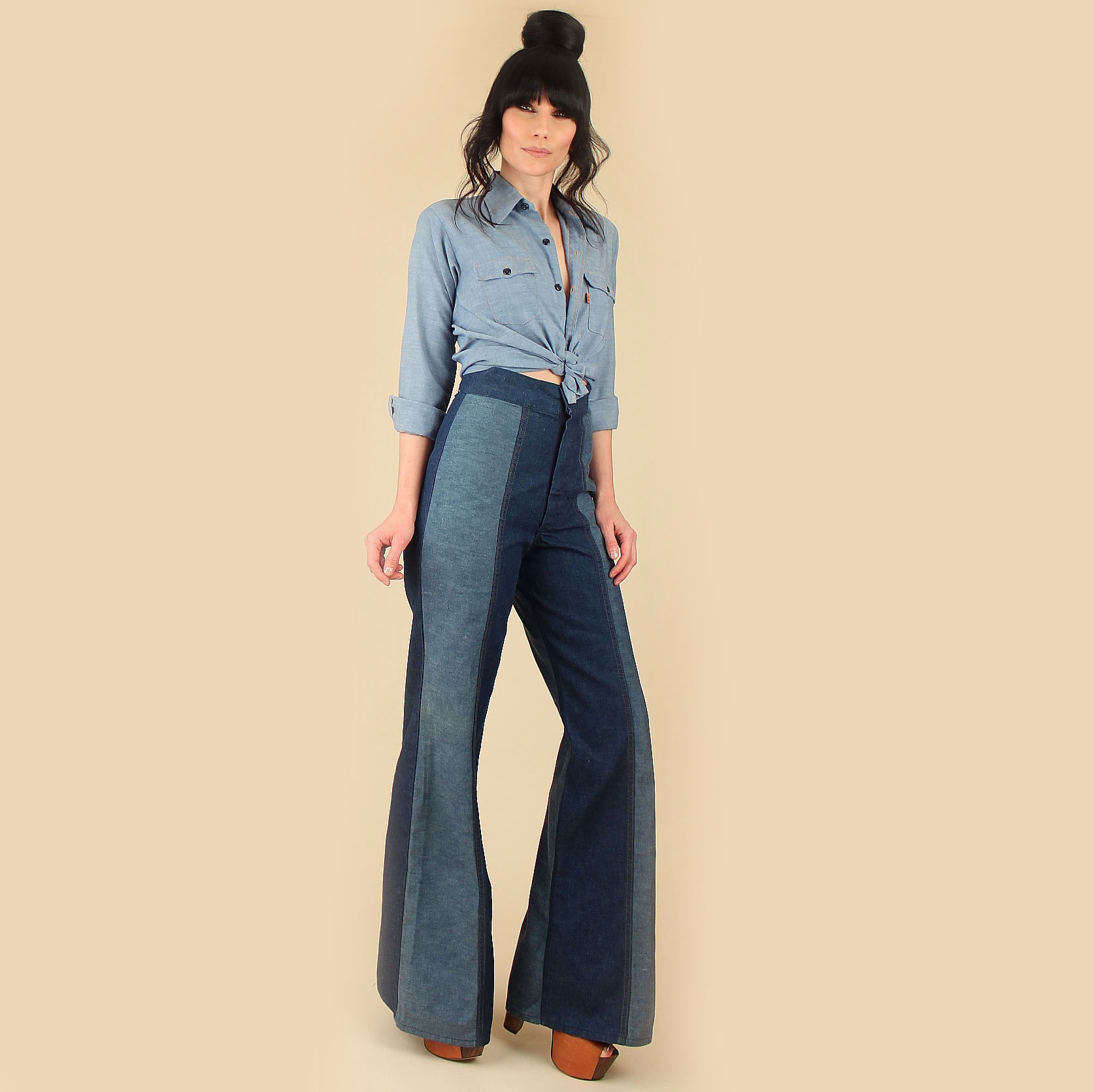 Vintage 70s High Waisted Bell Bottoms // DEADSTOCK 1970s Denim ...