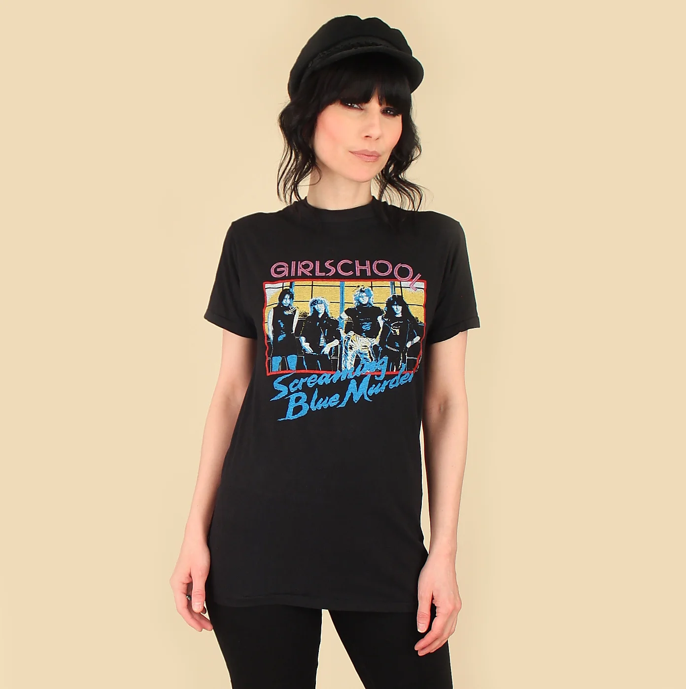 ViNtAgE 80's GIRLSCHOOL T Shirt // DEADSTOCK // '82 Screaming Blue ...