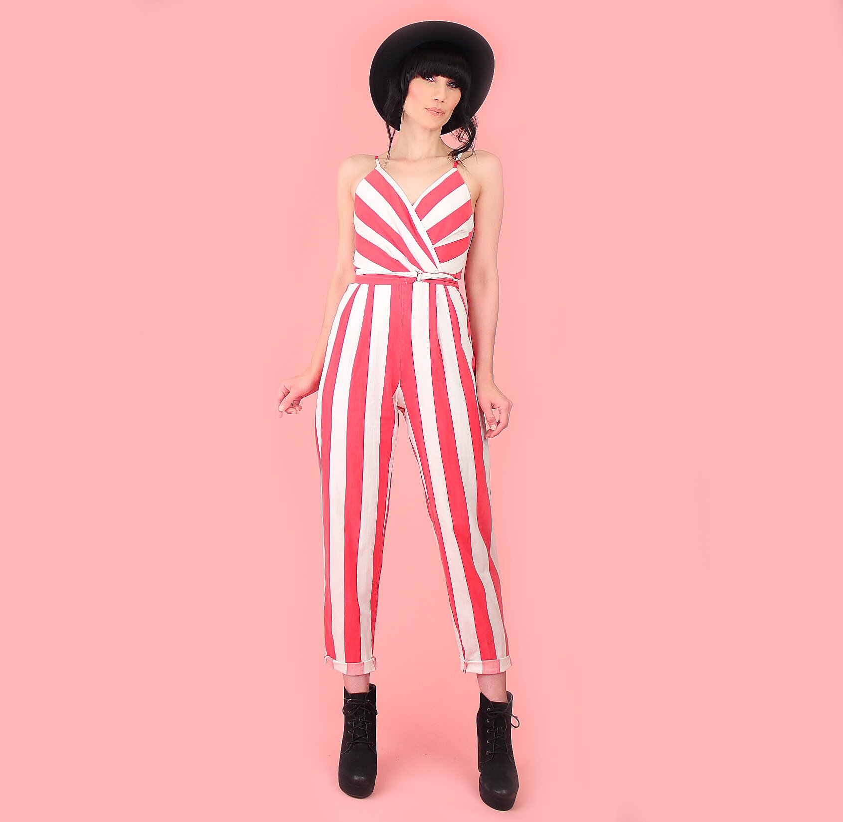 Vintage 80's Rainbow Jumpsuit // Rainbow Striped Detail + Cinched ...