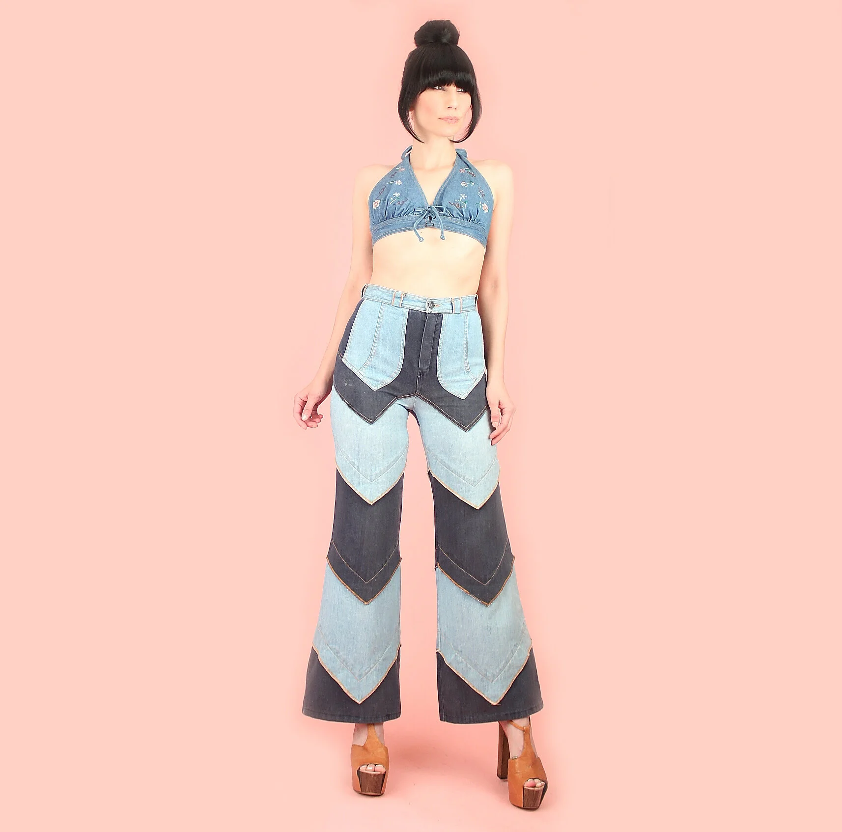 Cafe Crowd by Arpeja ViNtAgE 70's Chevron Patchwork Bell Bottom Jeans ...