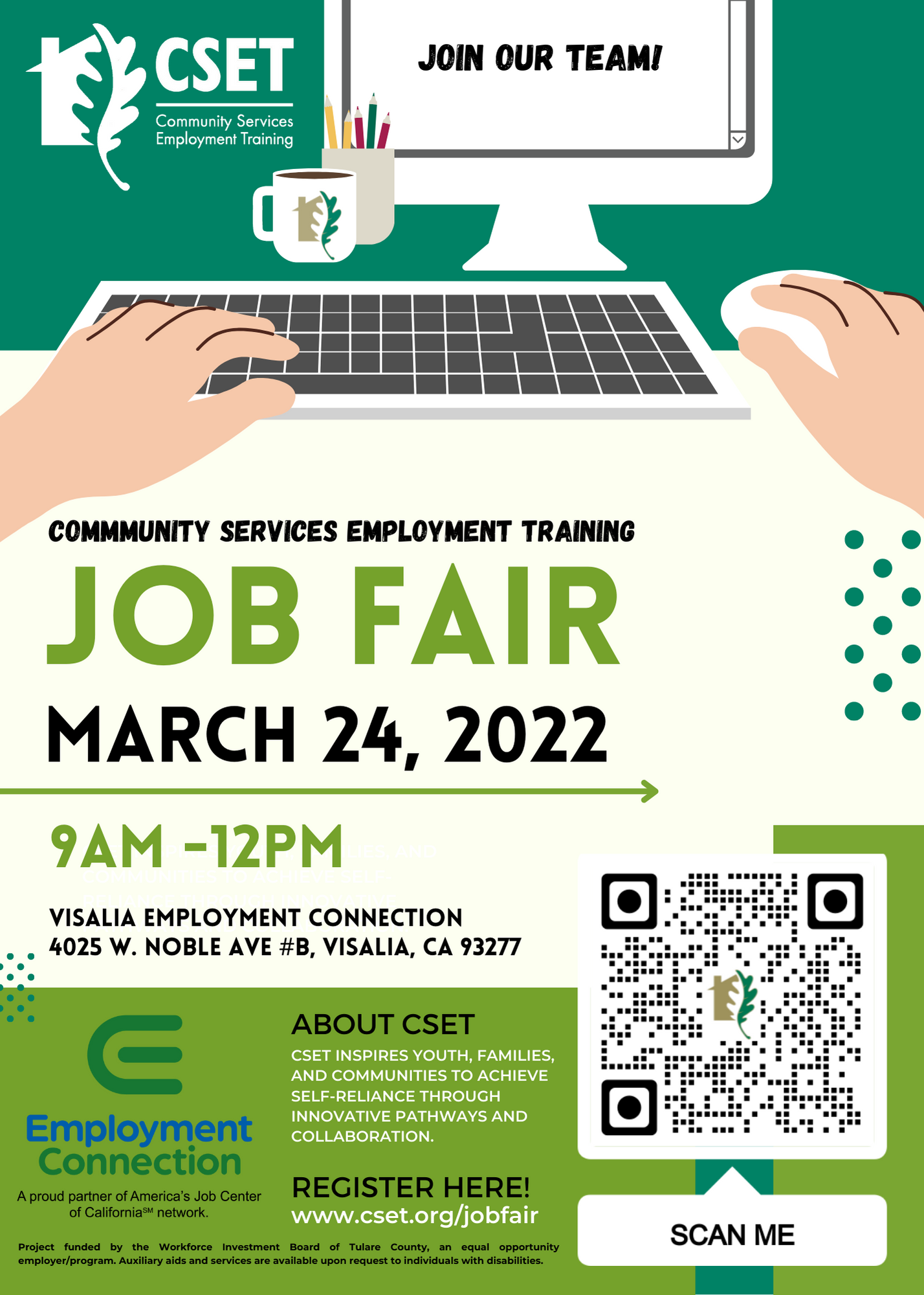 For Immediate Release Cset Invites Job Seekers To Job Fair March 24th — Cset
