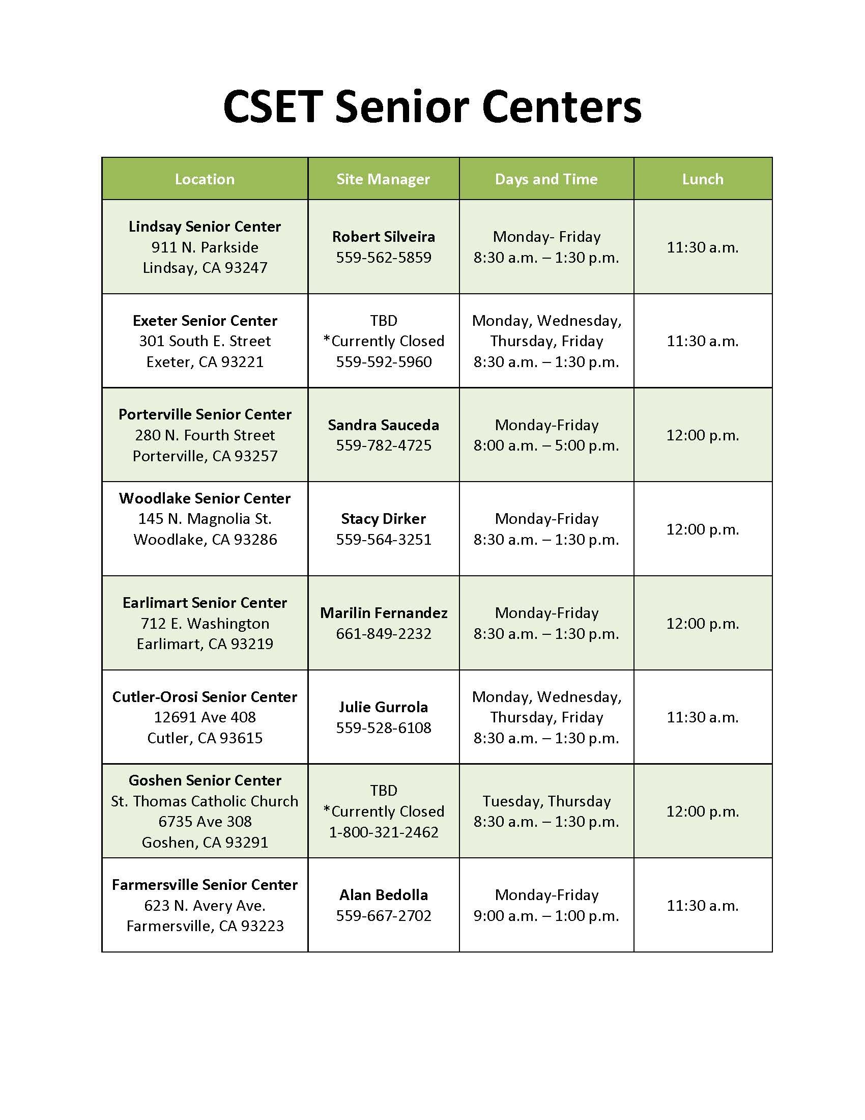 Senior Services — CSET