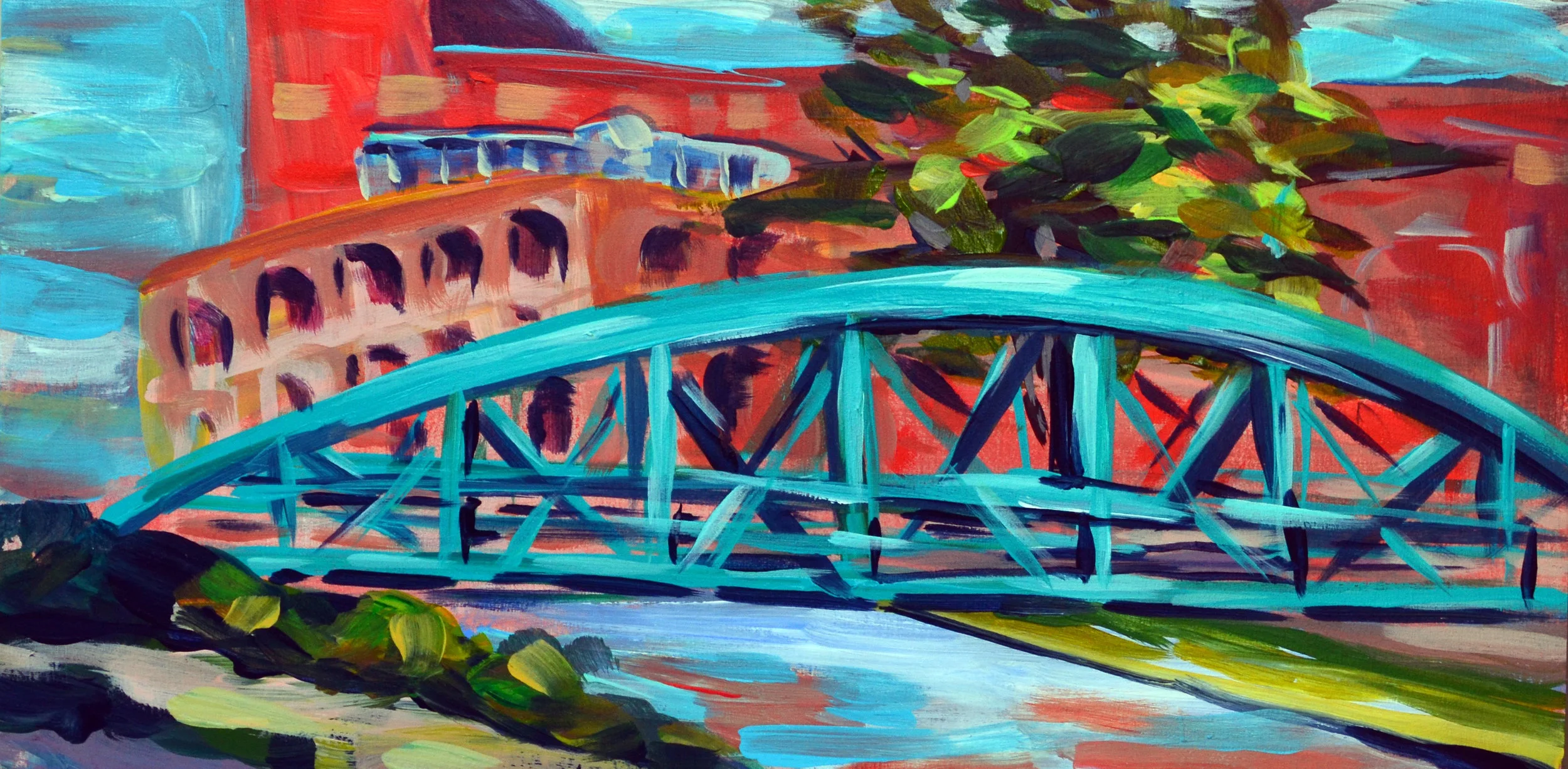 Archival Print of "Teal Bridge" - 10" x 5" — Meredith Piper Art