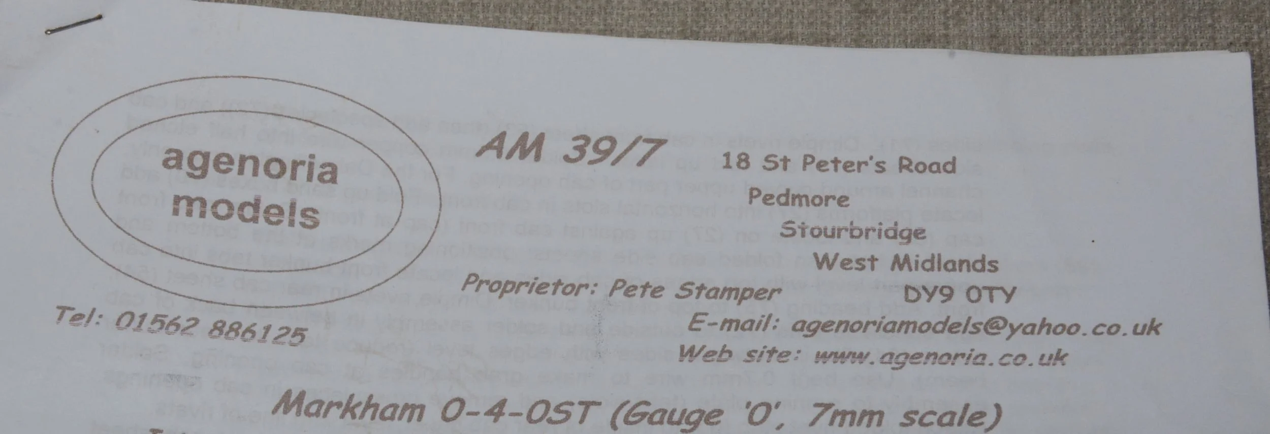 'O' GAUGE KITS — Steamline Ltd.