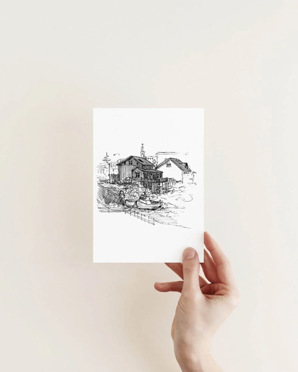 Stykkishólmur Harbour, Iceland sketch — Sonia Nicolson