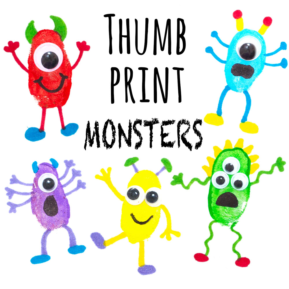 Thumb Print Monsters — Doodle And Stitch