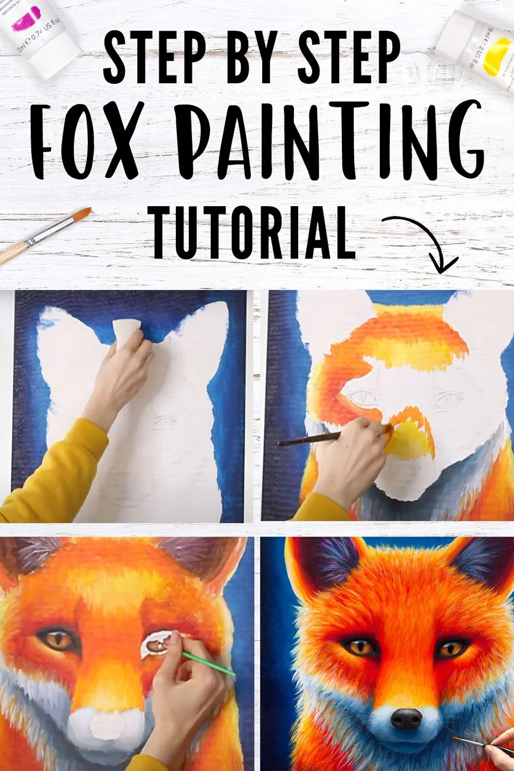 Colorful Fox Painting Tutorial — Doodle and Stitch