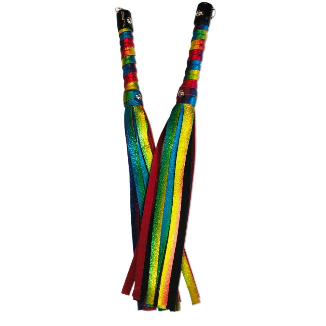 Metallic Leather Rainbow Flogger (2 lengths available) — The Spank Academy