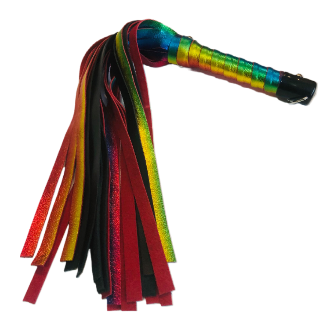 Metallic Leather Rainbow Flogger (2 lengths available) — The Spank Academy